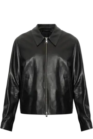 AMI Paris Leather Straight-cut Jacket - Black
