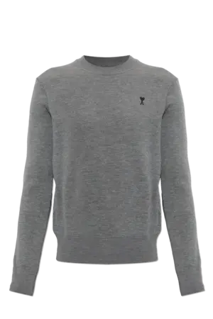 AMI Paris Wool Crew Neck Sweater - Grey