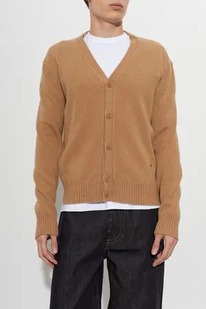 AMI Paris Cashmere Cardigan With Embroidered Logo