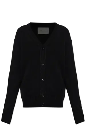 AMI Paris Cashmere Cardigan With Embroidered Logo - Black