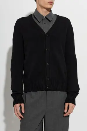AMI Paris Cashmere Cardigan With Embroidered Logo