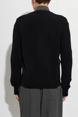 AMI Paris Cashmere Cardigan With Embroidered Logo