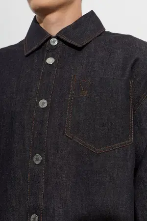 AMI Paris Denim Shirt With Logo