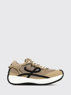 Loewe Pogo Low-top Sneakers In Leather And Technical Fabric With Contrast Logo - Cream