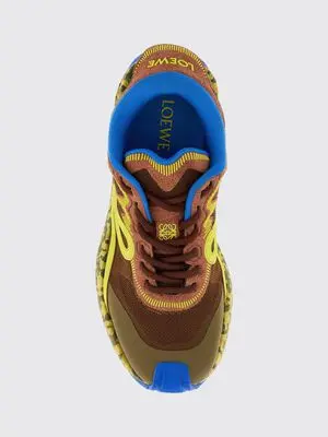 Loewe Pogo Low-top Sneakers In Leather And Technical Fabric With Contrast Logo - Brown