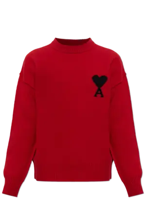 AMI Paris Wool Crew Neck Sweater - Red