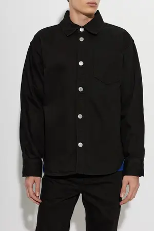 AMI Paris Denim Shirt With Embroidered Logo