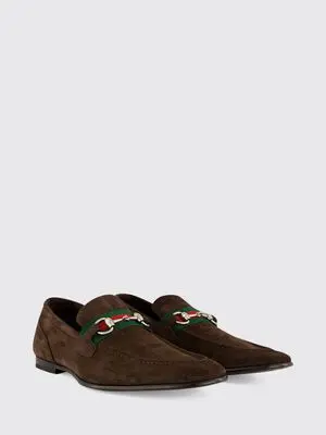 Gucci Como Suede Loafers With Horsebit And Web Detail - Brown