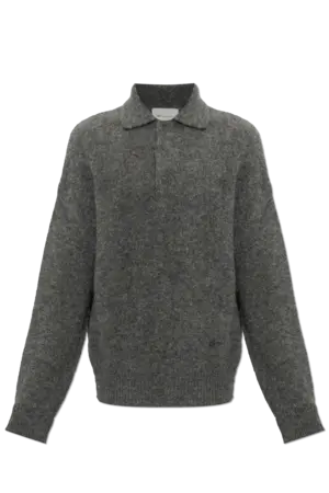 AMI Paris Polo Shirt With Embroidered Logo - Grey