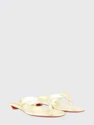 CHRISTIAN LOUBOUTIN Miss Z Laminated Leather Thong Sandals With A Low Heel - Gold