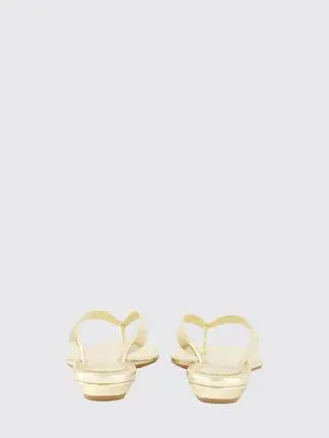 CHRISTIAN LOUBOUTIN Miss Z Laminated Leather Thong Sandals With A Low Heel - Gold