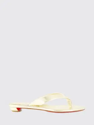CHRISTIAN LOUBOUTIN Christian Louboutin Women Miss Z Laminated Leather Thong Sandals Christian Louboutin With A Low Heel Gold