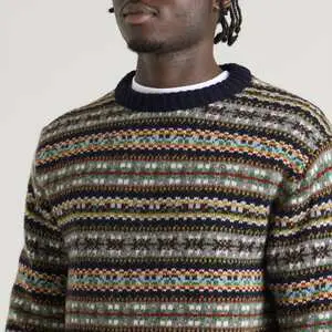 Barbour Scottish Made Fairisle Crew - Navy
