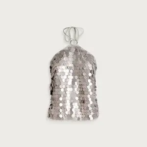HOSBJERG Delilah Sequin Top - Light Grey