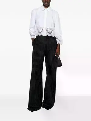 Dolce & Gabbana Lace-trim Cropped Shirt - White