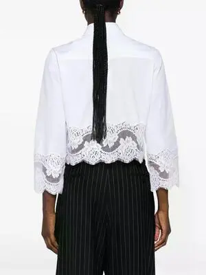 Dolce & Gabbana Lace-trim Cropped Shirt - White