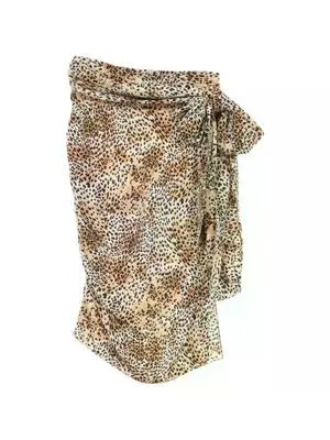 Celine 2020s Leopard-print Draped Midi Skirt