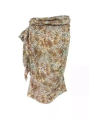 Celine 2020s Leopard-print Draped Midi Skirt