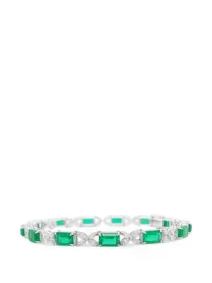 HYT JEWELRY Emerald And Diamond Bracelet - Silver