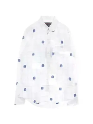 LOUIS VUITTON 2010s Checked Long-sleeve Shirt - White
