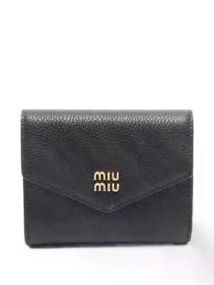 Miu Miu 2020s Vit Daino Trifold Wallet - Black