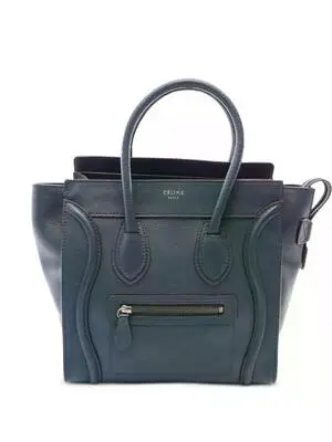 Celine 2000s Micro Luggage Leather Tote Bag - Blue