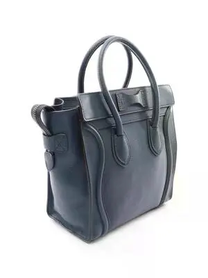Celine 2000s Micro Luggage Leather Tote Bag - Blue
