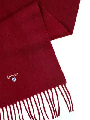 Barbour Logo-embroidered Fringed Scarf - Red