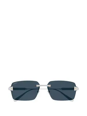 Cartier Santos De Rectangle-frame Sunglasses - Silver