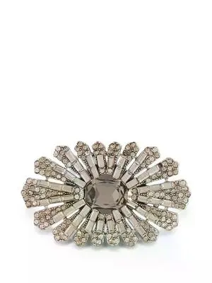 Emporio Armani Crystal-embellished Oval Brooch - Silver
