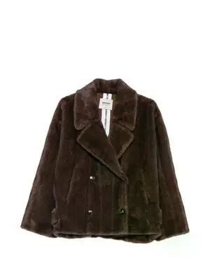 SWORD 6644 Double-breasted Faux-fur Coat - Brown