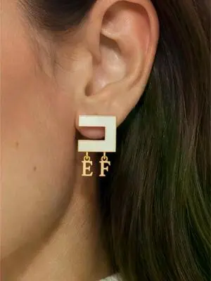 Elisabetta Franchi Logo-plaque Letter-charm Earrings - Gold