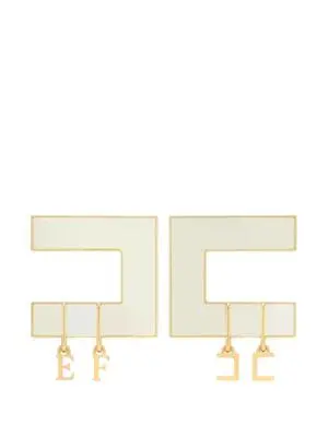 Elisabetta Franchi Logo-plaque Letter-charm Earrings - Gold