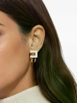 Elisabetta Franchi Logo-plaque Letter-charm Earrings