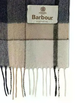 Barbour Tartan-check Fringed Scarf - Blue