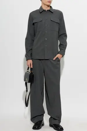 AMI Paris Wool Straight-leg Trousers - Grey