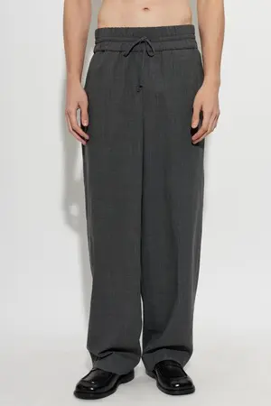 AMI Paris Wool Straight-leg Trousers - Grey