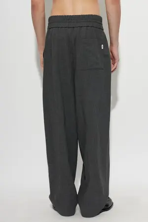 AMI Paris Wool Straight-leg Trousers - Grey