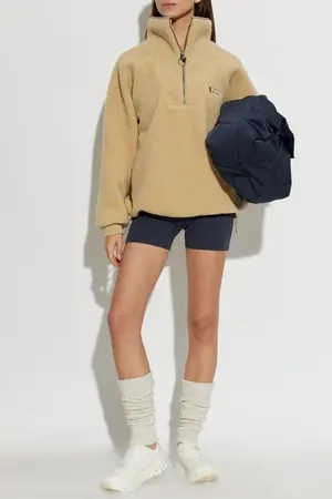 RETHINKIT STUDIOS Sherpa Quarter-zip Crewneck Sweatshirt With Embroidered Logo
