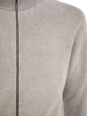 Peserico Ribbed Virgin Wool And Cashmere Zip Cardigan