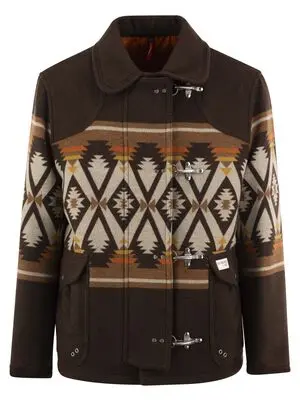 FAY Archive Wool-blend Jacket With Geometric Pattern - Brown
