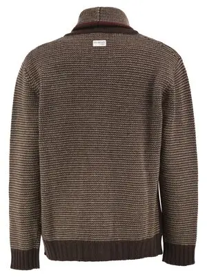 FAY Wool Cardigan With Jacquard Pattern - Brown