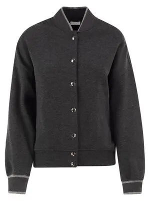 Brunello Cucinelli Technical Jersey Bomber With Luminous Knit Trims