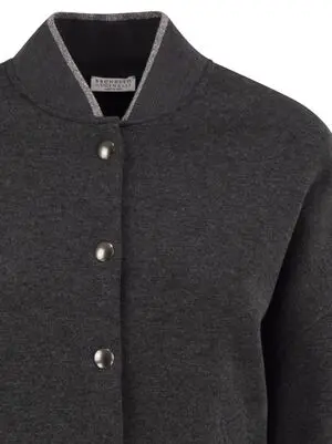 Brunello Cucinelli Technical Jersey Bomber With Luminous Knit Trims