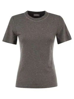 Peserico Viscose Jersey T-shirt With Lurex - Gray