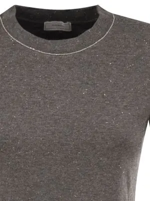 Peserico Viscose Jersey T-shirt With Lurex - Gray