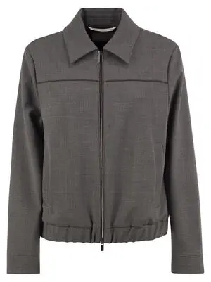 Peserico Stretch Wool Blend Bomber Jacket - Gray