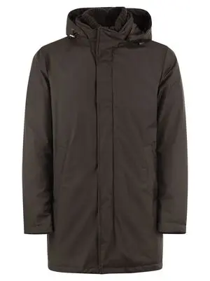 Herno Hooded Parka With Knitted Inner Collar - Brown