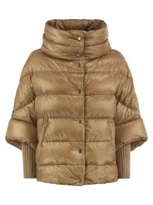 Herno Padded Jacket With High Collar And Knitted Cuffs