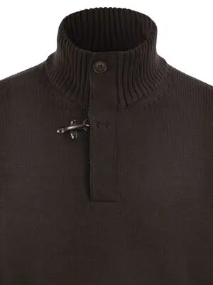 FAY Virgin Wool Jumper With High Neck And Hook Fastening